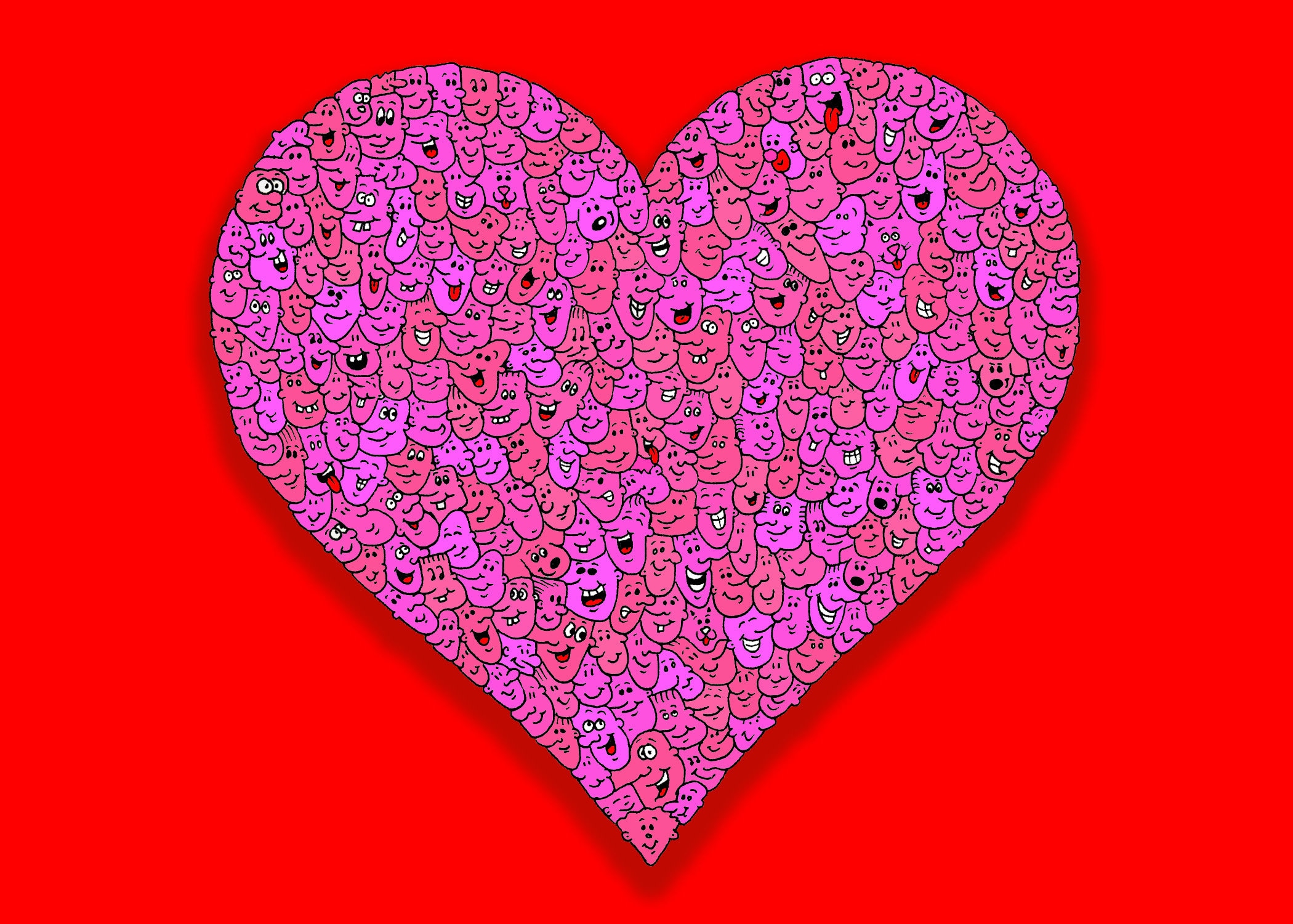 Cartoon Heart Print Doodlyface Heart Love Kids Valentine Nursery Baby ...