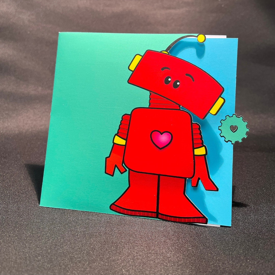 Interactive Birthday Greeting Card - Doodlybot "tipp" - Etsy