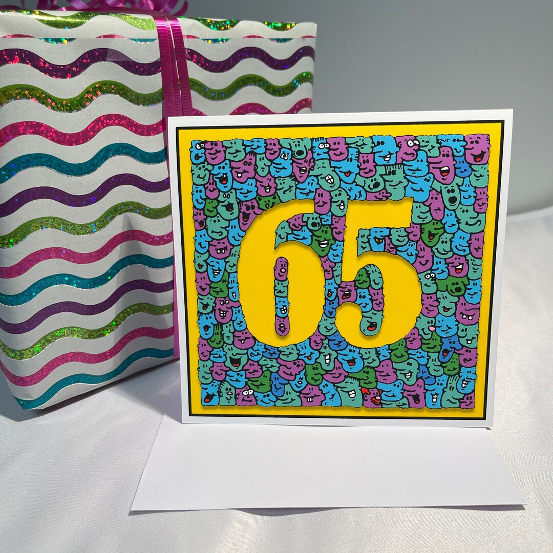 65 Milestone Birthday Anniversary Greeting Card - Doodlyface - Etsy