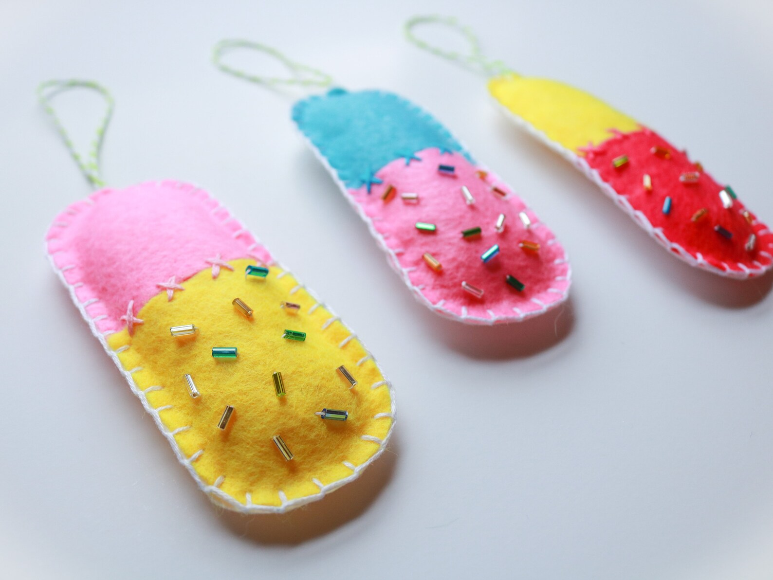 Pack of 3 Beaded Happy Pill Ornament Set, Chill Pill Ornament Set, Felt ...