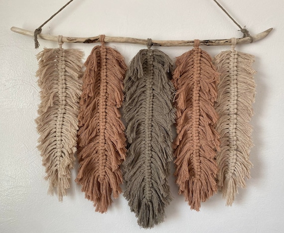 Handmade Macrame Feather Wall Hanging - Etsy