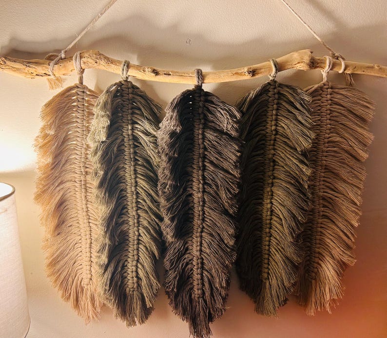 Handmade Macrame Feather Wall Hanging - Etsy