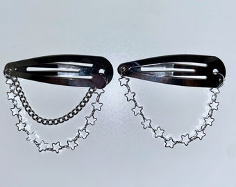 Snap Hair Clips With Chain, Grunge Hair Clips, Snap Hair Clips, Hair ...