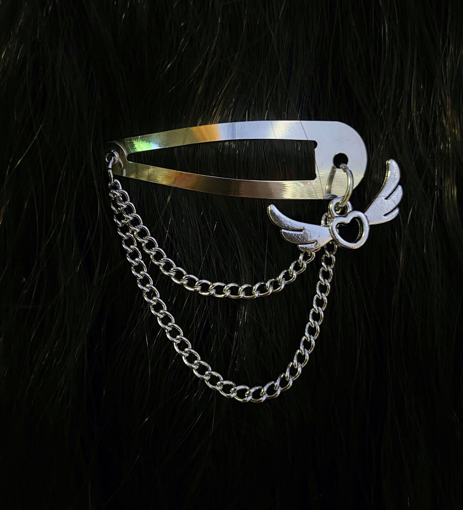 Snap Hair Clips With Chain, Grunge Hair Clips, Snap Hair Clips, Hair ...