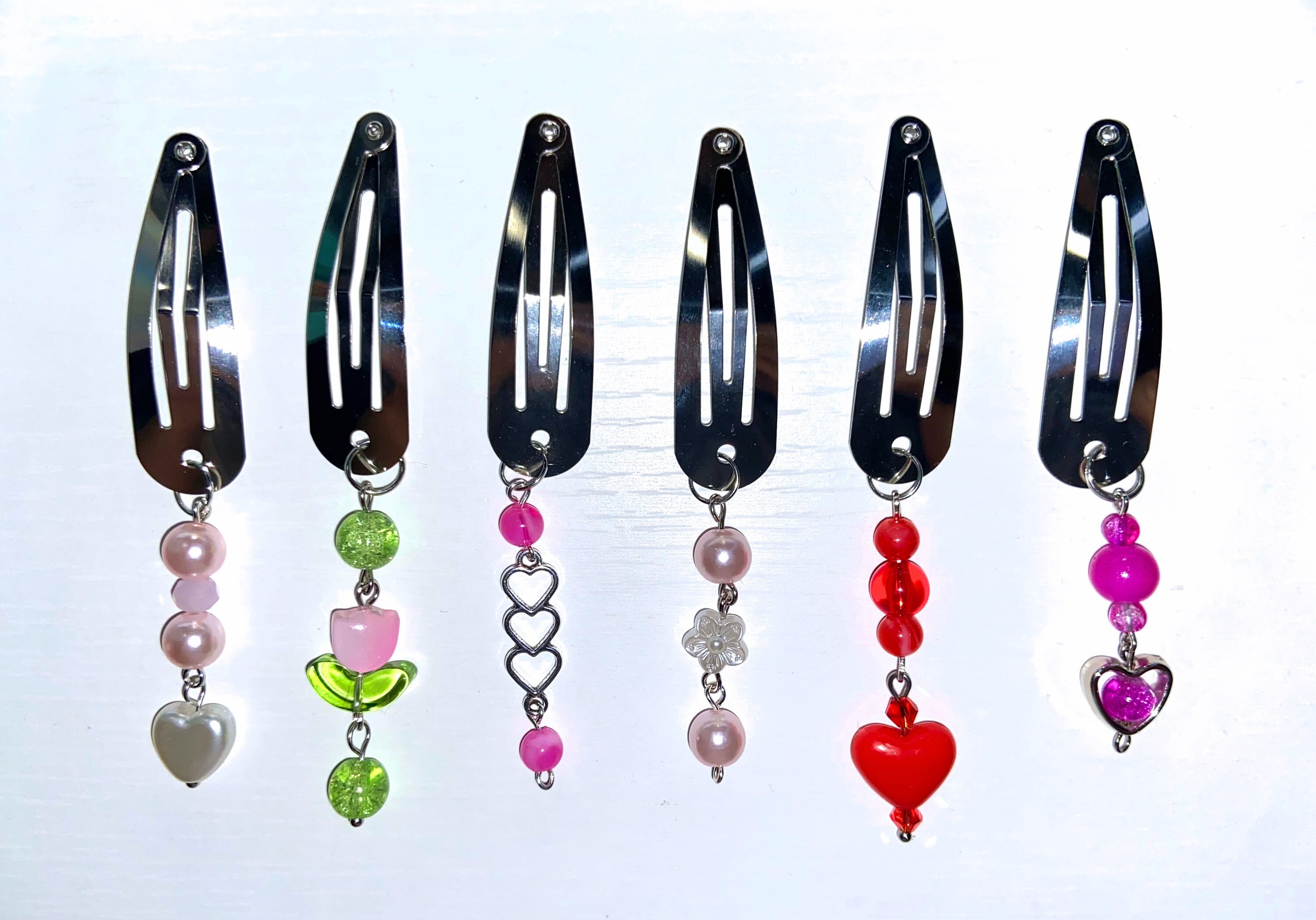 Beaded Hair Clips Set, Beaded Snap Hair Clip Set (2 Pieces), Y2K Hair ...