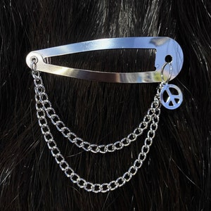 Snap Hair Clips With Chain, Grunge Hair Clips, Snap Hair Clips, Hair ...