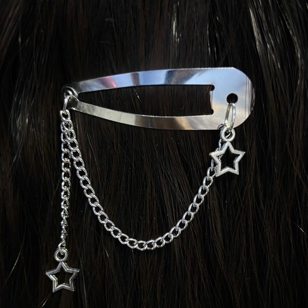 Snap Hair Clips With Chain, Grunge Hair Clips, Snap Hair Clips, Hair ...