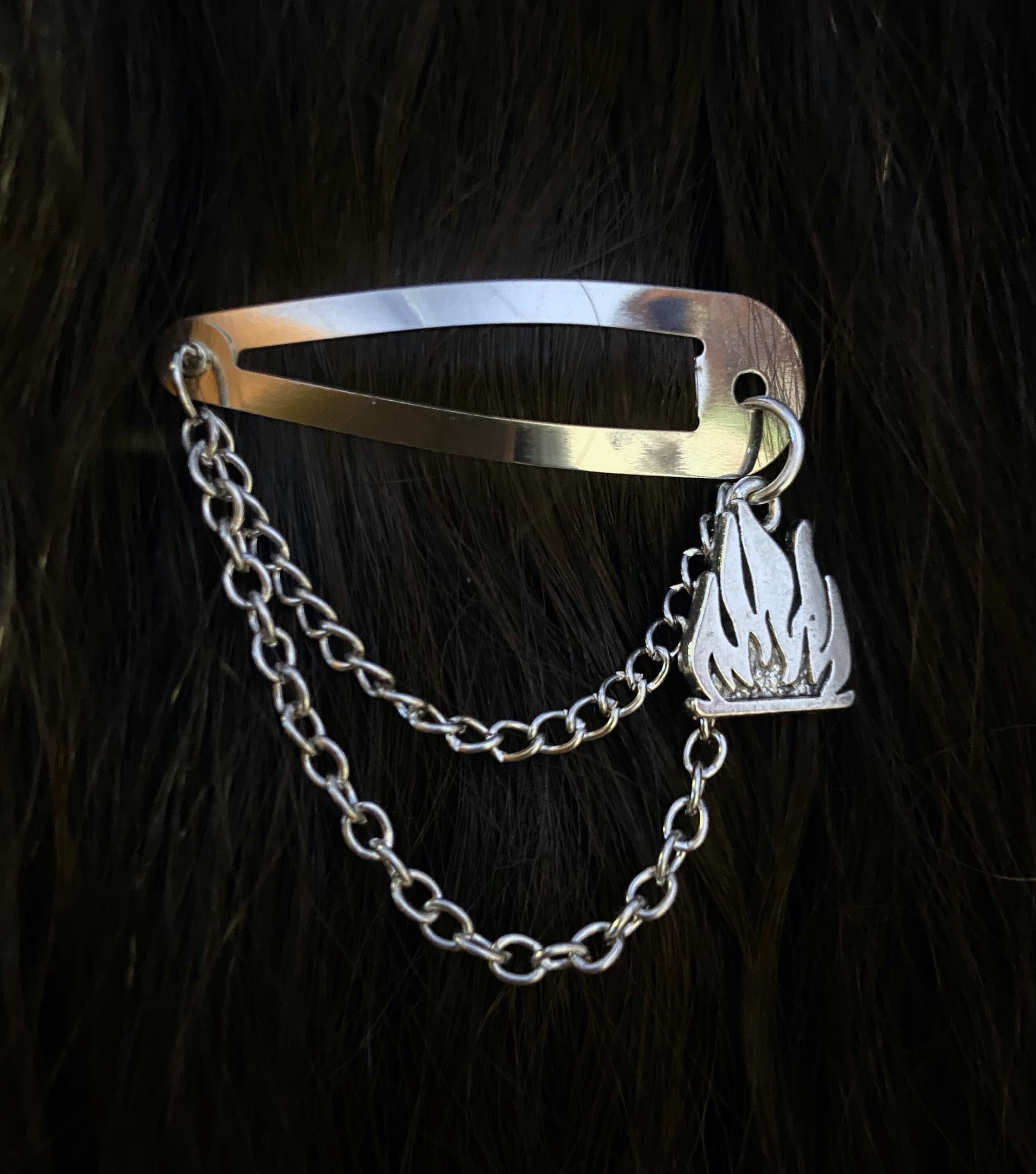 Snap Hair Clips With Chain, Grunge Hair Clips, Snap Hair Clips, Hair ...