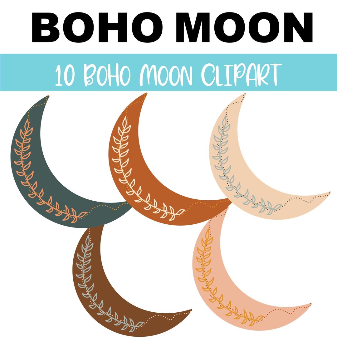 Boho Moon Clipart PNG Images Canva Graphics Bohemian Color Scheme ...
