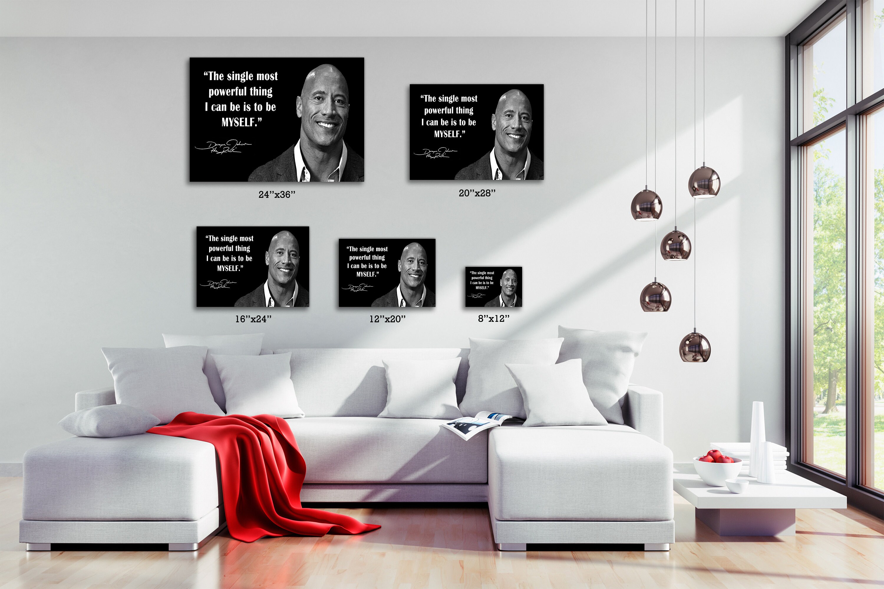 Dwayne Johnson, the Rock Poster Quotes Canvas Wall Art Print , Canvas ...