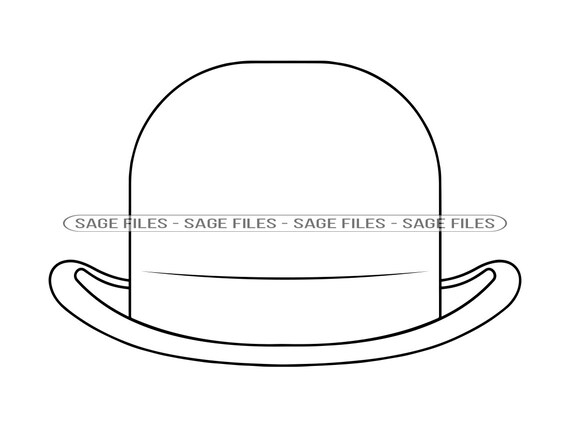 Bowler Hat Outline SVG Hat Svg Bowler Hat Clipart Bowler - Etsy
