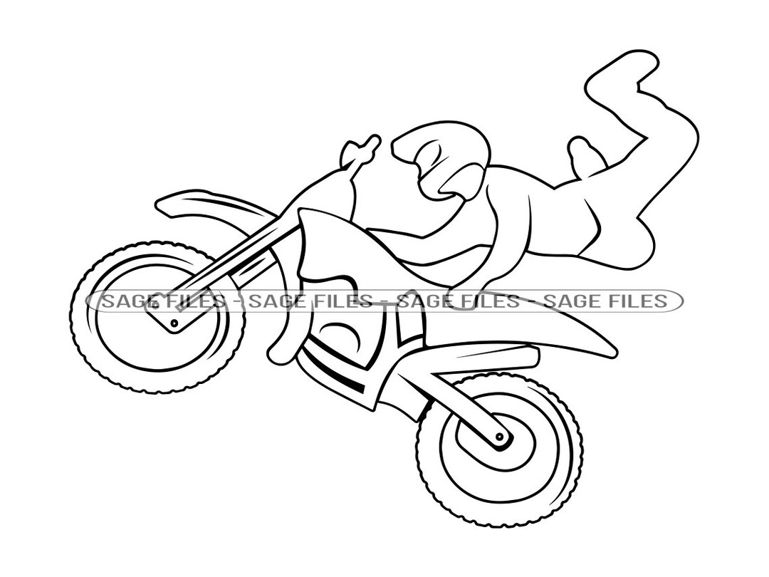Freestyle Motocross Outline 2 SVG, Dirt Bike Svg, Stunt Bike Svg ...
