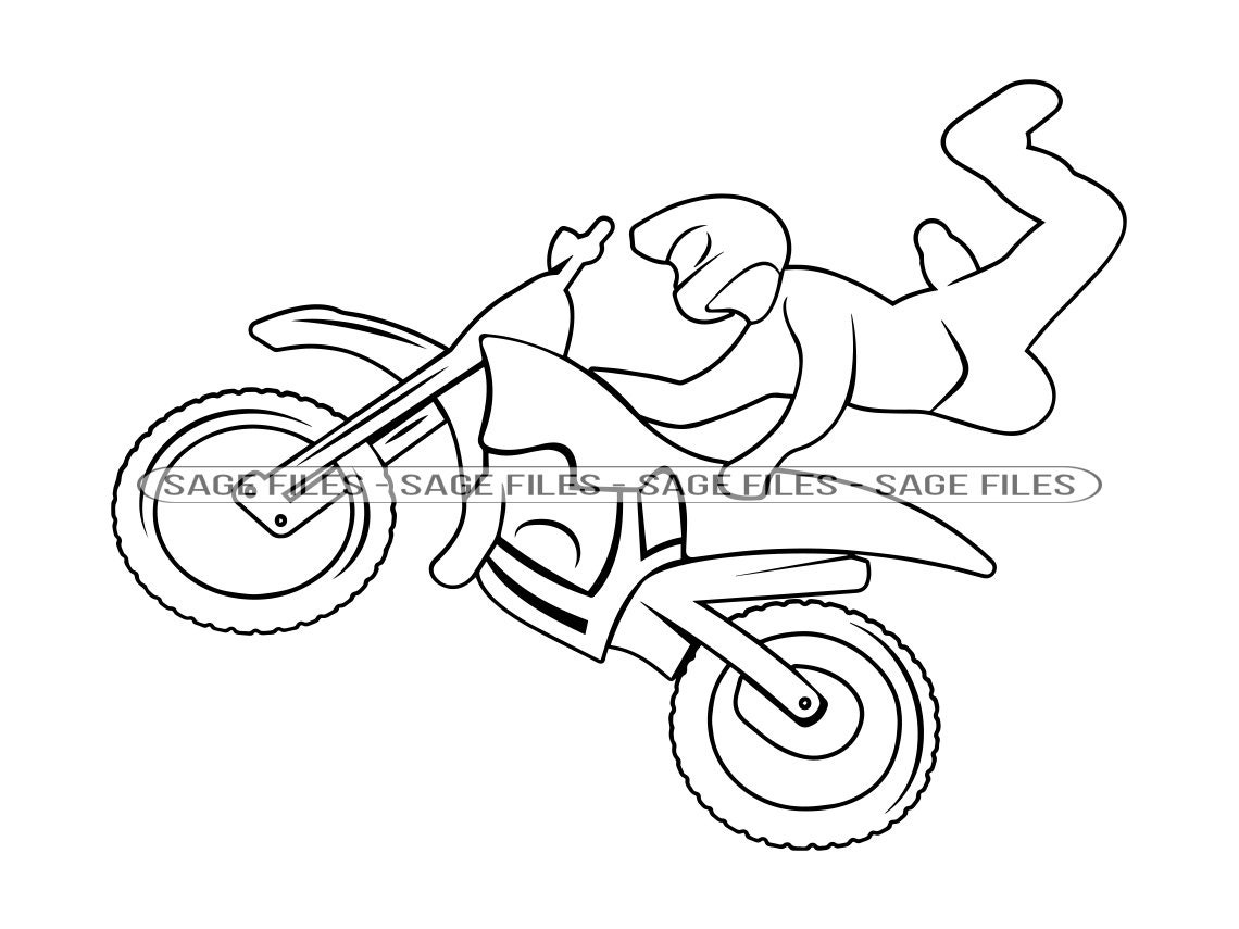 Freestyle Motocross Outline 2 SVG, Dirt Bike Svg, Stunt Bike Svg ...