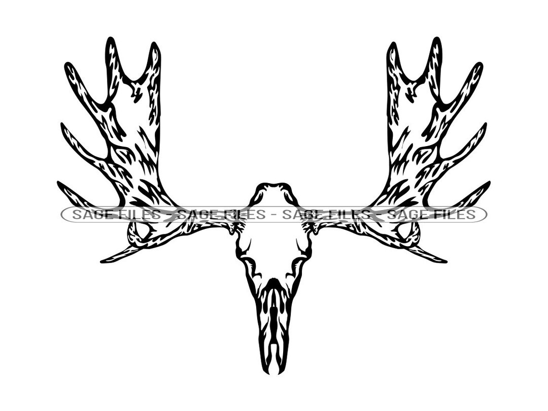 Moose Skull SVG, Elk Skull SVG, Moose Skull Clipart, Moose Skull Files ...