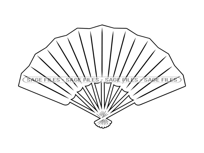 Folding Hand Fan Outline SVG, Hand Fan Svg, Hand Fan Clipart, Hand Fan ...