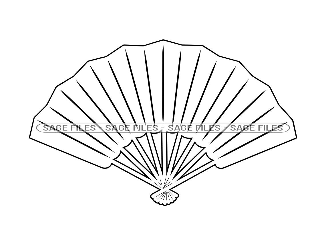 Folding Hand Fan Outline SVG, Hand Fan Svg, Hand Fan Clipart, Hand Fan ...