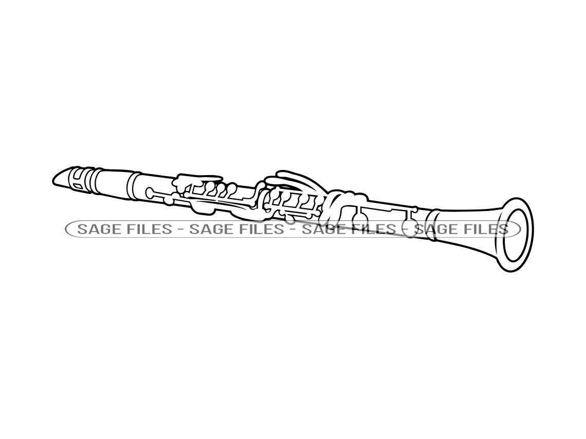 Clarinet Outline SVG, Clarinet Clipart, Clarinet Files for Cricut ...