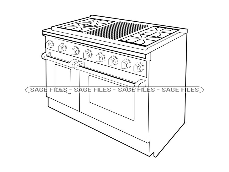 Gas Range Outline SVG, Stove Svg, Kitchen Svg, Gas Range Clipart, Gas ...