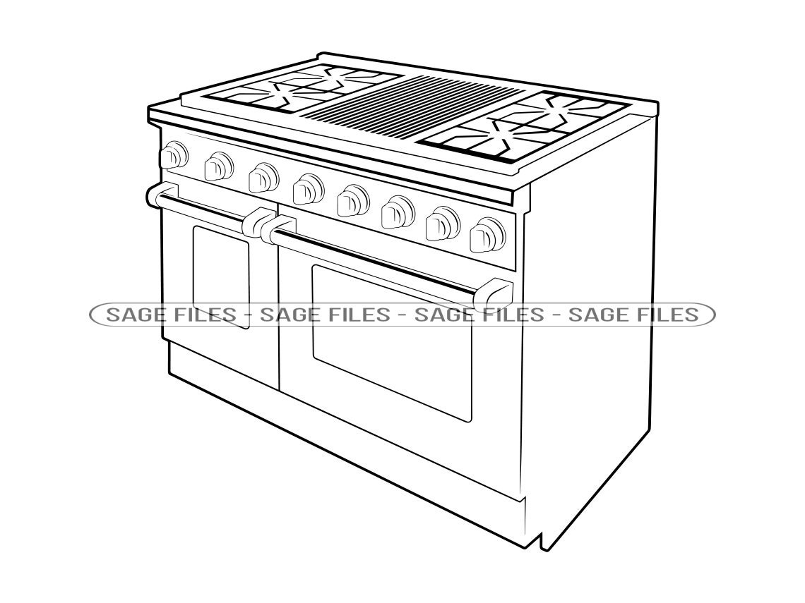 Gas Range Outline SVG, Stove Svg, Kitchen Svg, Gas Range Clipart, Gas ...