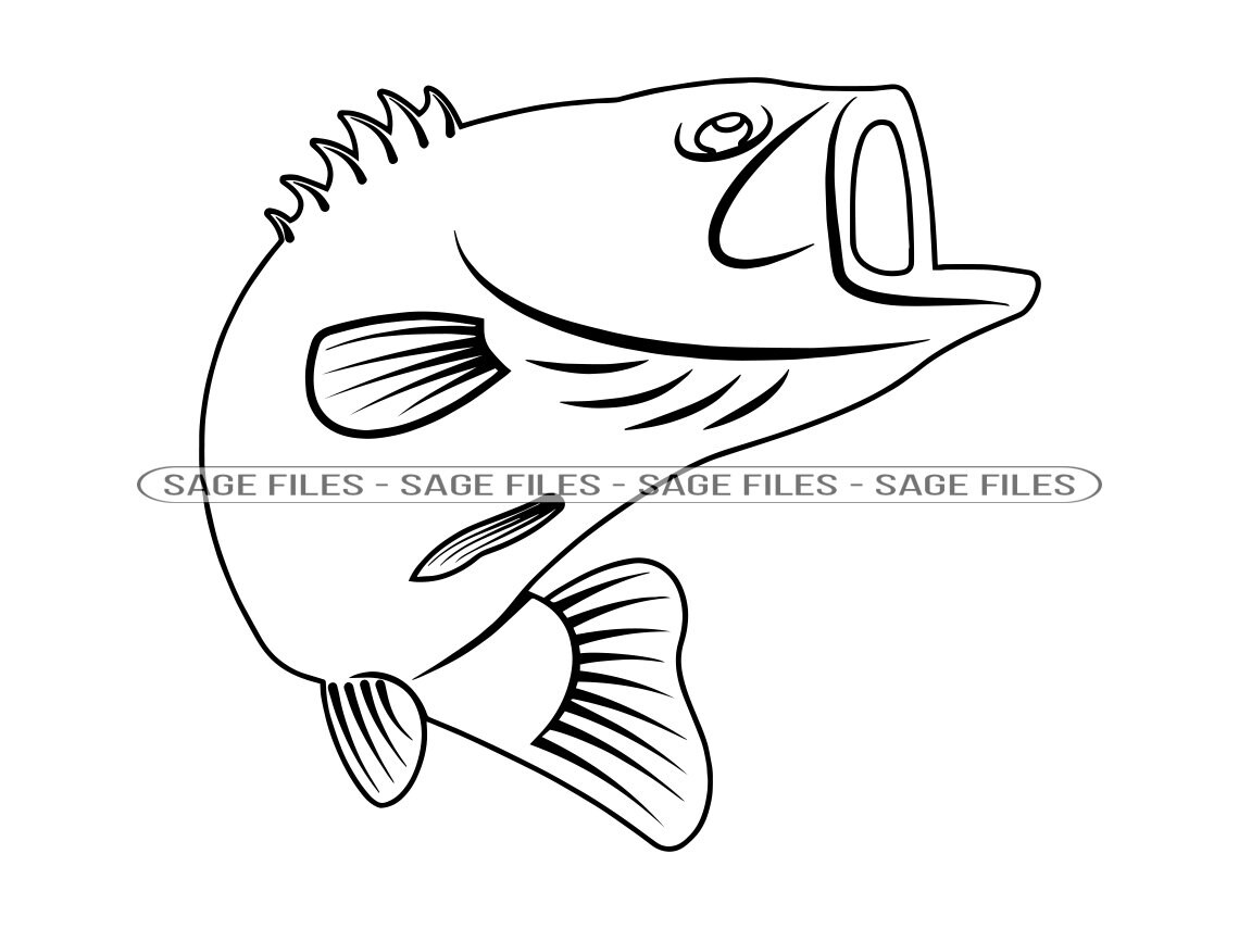 Fishing Outline 3 SVG, Fishing Svg, Fish SVG, Fishing Clipart, Fishing ...
