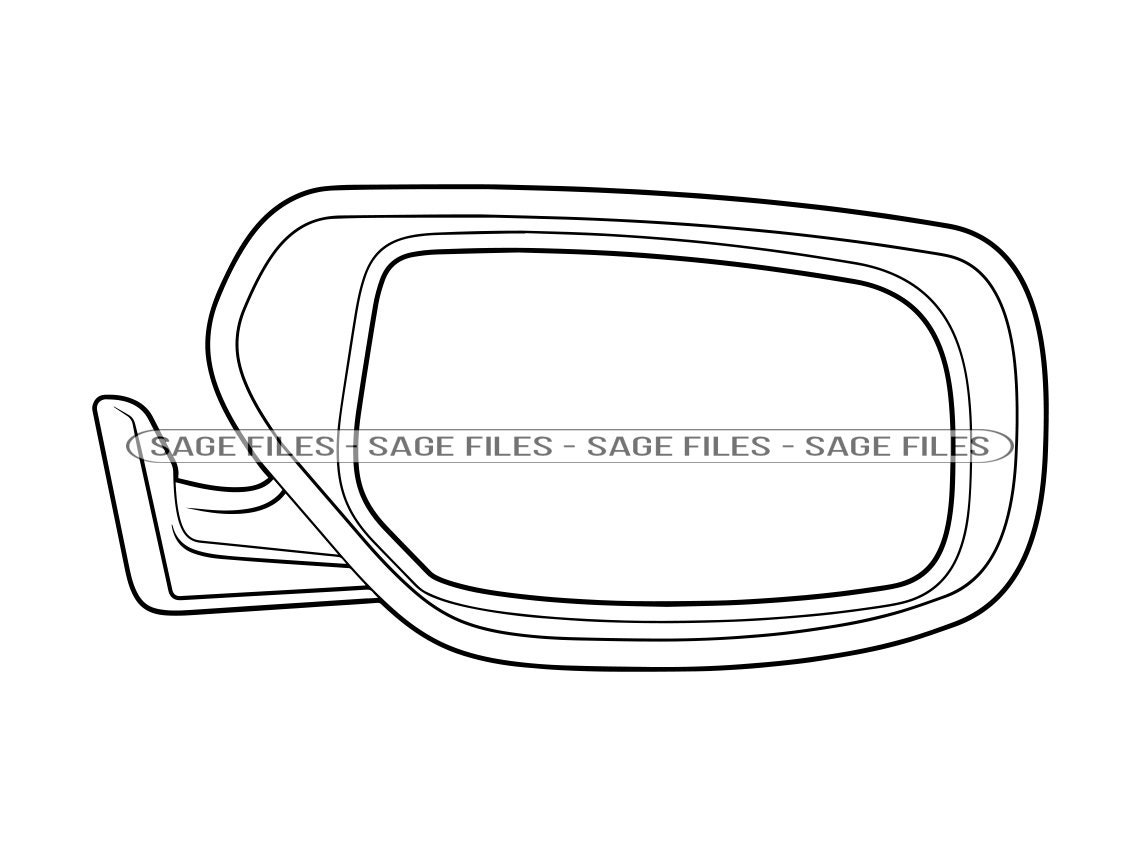 Car Side Mirror Outline SVG, Car Mirror Svg, Car Side Mirror Clipart ...