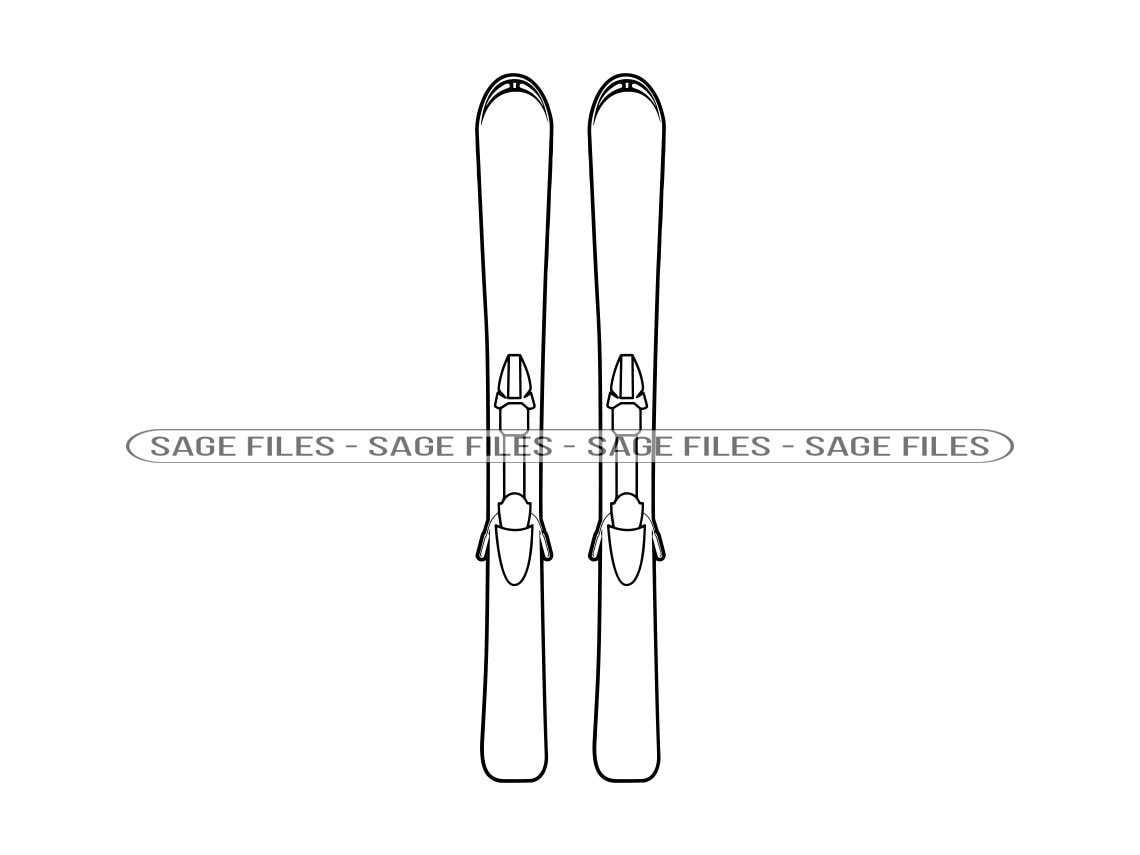 Skis Outline SVG, Skis SVG, Skiing Svg, Skis Clipart, Skis Files for ...