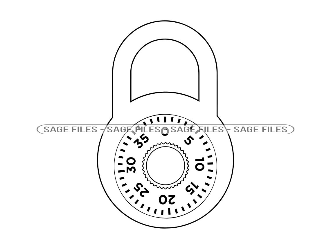 Combination Lock Outline SVG, Combination Lock Svg, Lock Svg, Lock ...