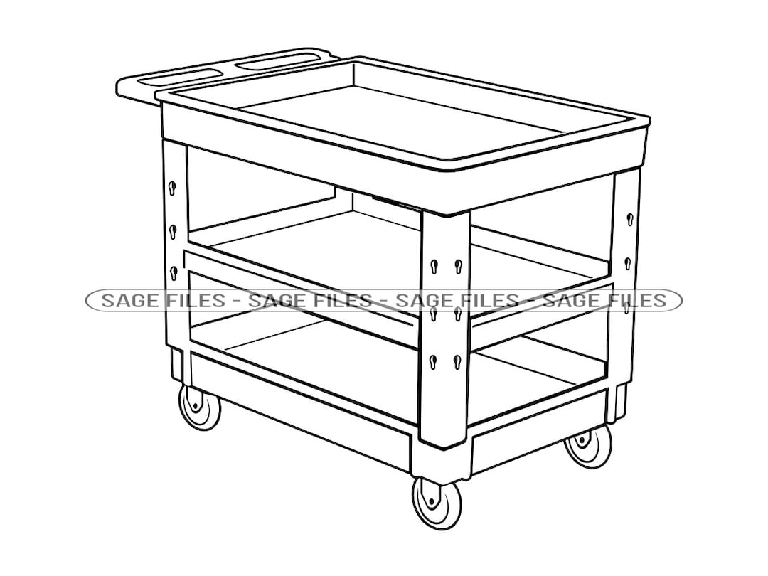 Cart Outline SVG, Cart SVG, Utility Cart Svg, Shelf Tray, Cart Clipart ...