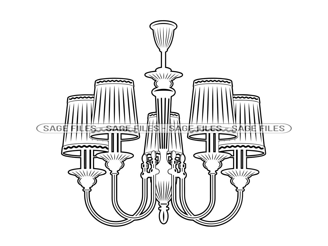 Chandelier Outline SVG Lighting Svg Chandelier Clipart - Etsy