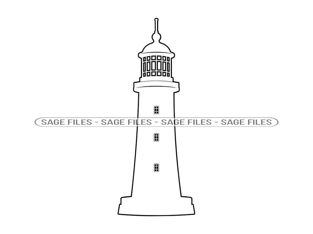 Lighthouse Outline 3 SVG, Nautical Svg, Lighthouse Clipart, Lighthouse ...