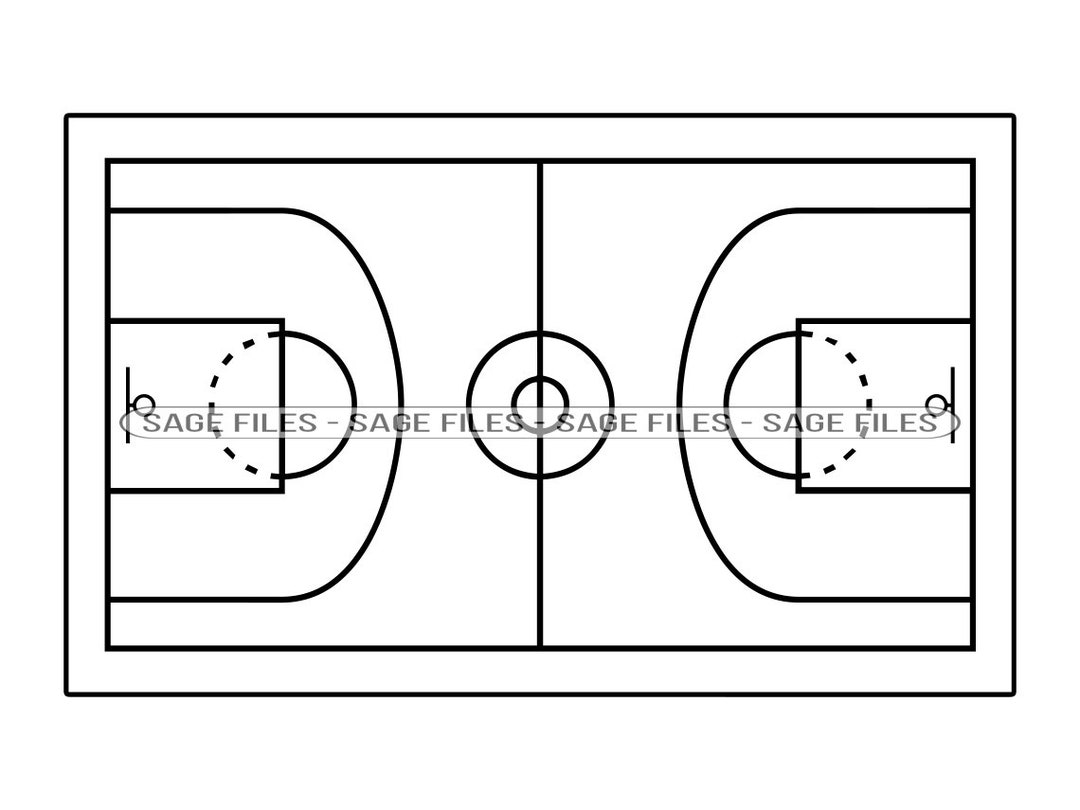 Basketball Court Outline SVG, Basketball Svg, Basketball Court Clipart ...