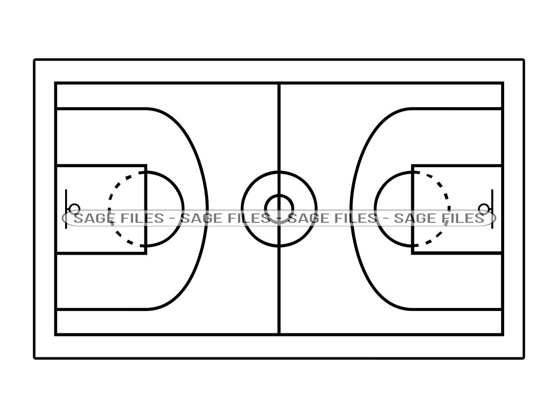 Basketball Court Outline SVG, Basketball Svg, Basketball Court Clipart ...