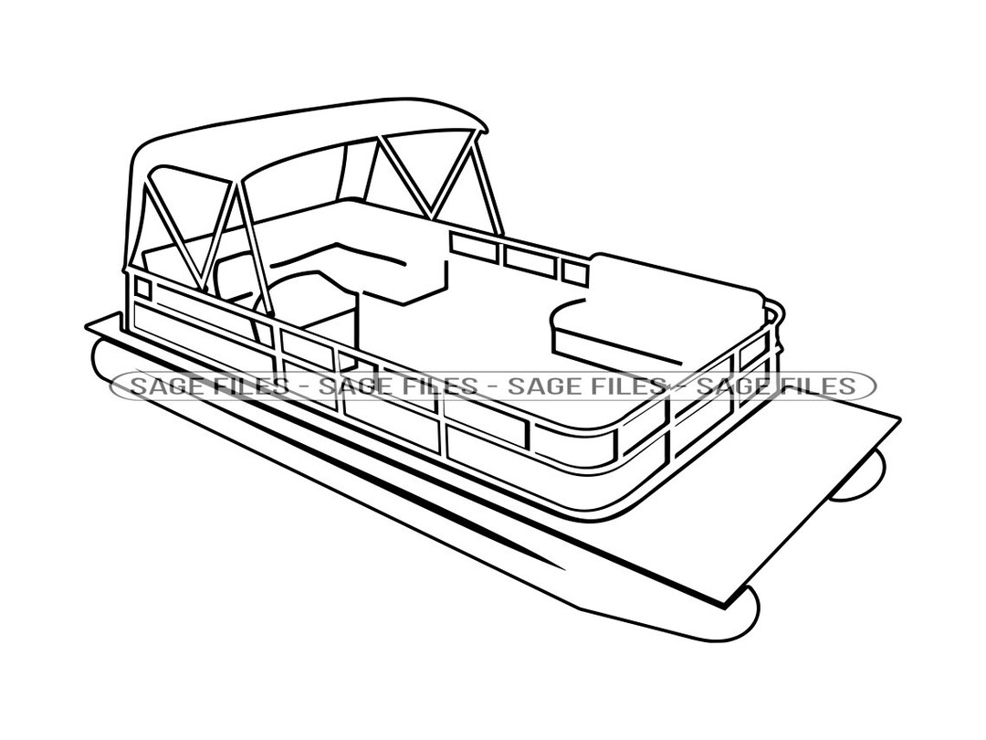 Pontoon Boat Outline #5 SVG, Pontoon Boat SVG, Pontoon Boat Clipart ...