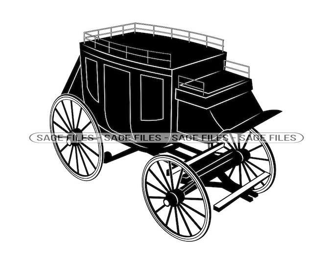 Stagecoach Svg & PNG Files, Western Clipart Silhouette, Wild West ...