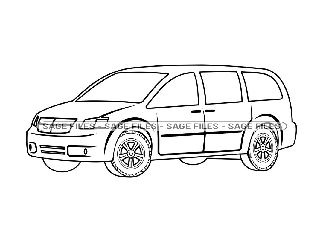 Minivan Outline SVG, Minivan SVG, Family Car Svg, Minivan Clipart ...