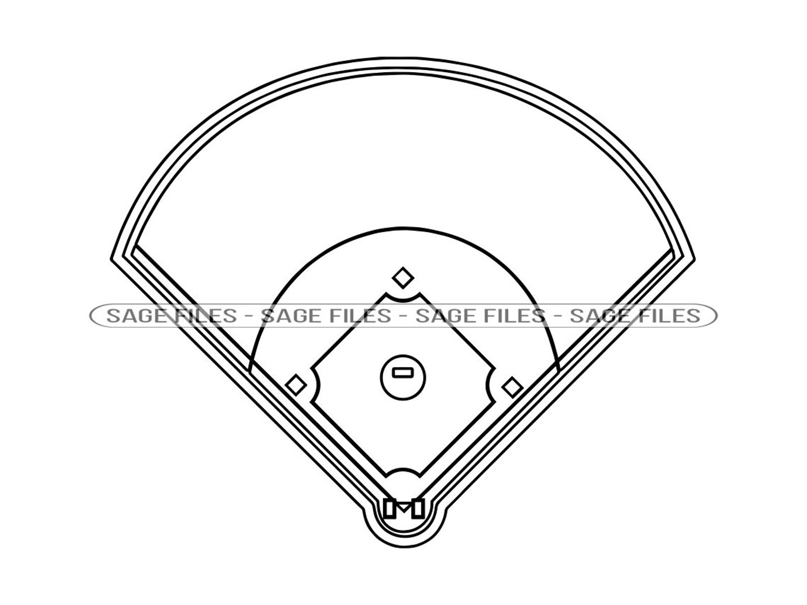 Baseball Field Outline SVG, Baseball Field Clipart, Baseball Field ...