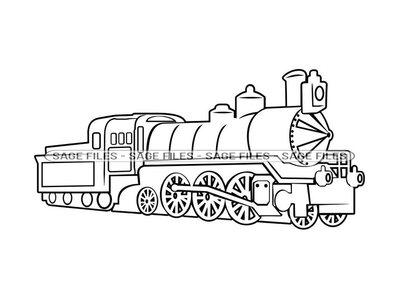 Train Outline 2 Svg Train Svg Steam Engine Svg Locomotive Etsy