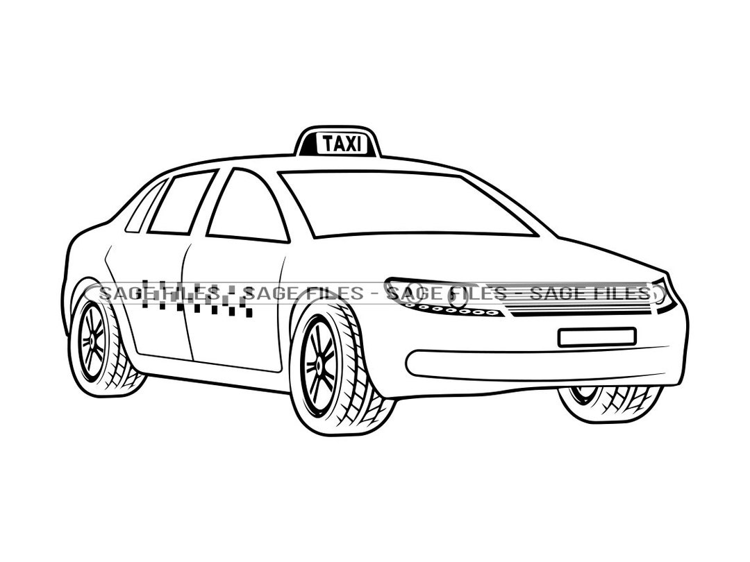Taxi Outline SVG, Taxi Svg, Taxi Car SVG, Taxi Clipart, Taxi Files for ...