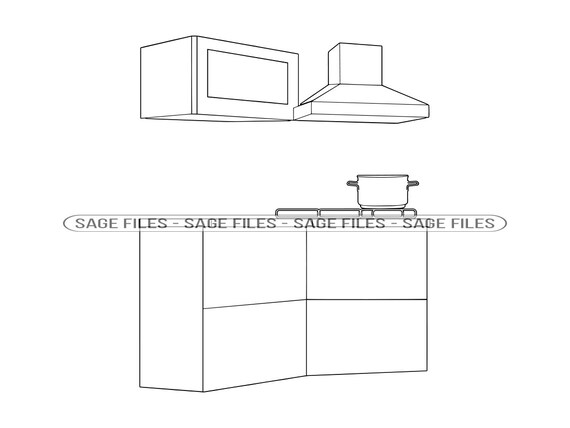 Kitchen Outline SVG Kitchen SVG Kitchen Clipart Kitchen - Etsy