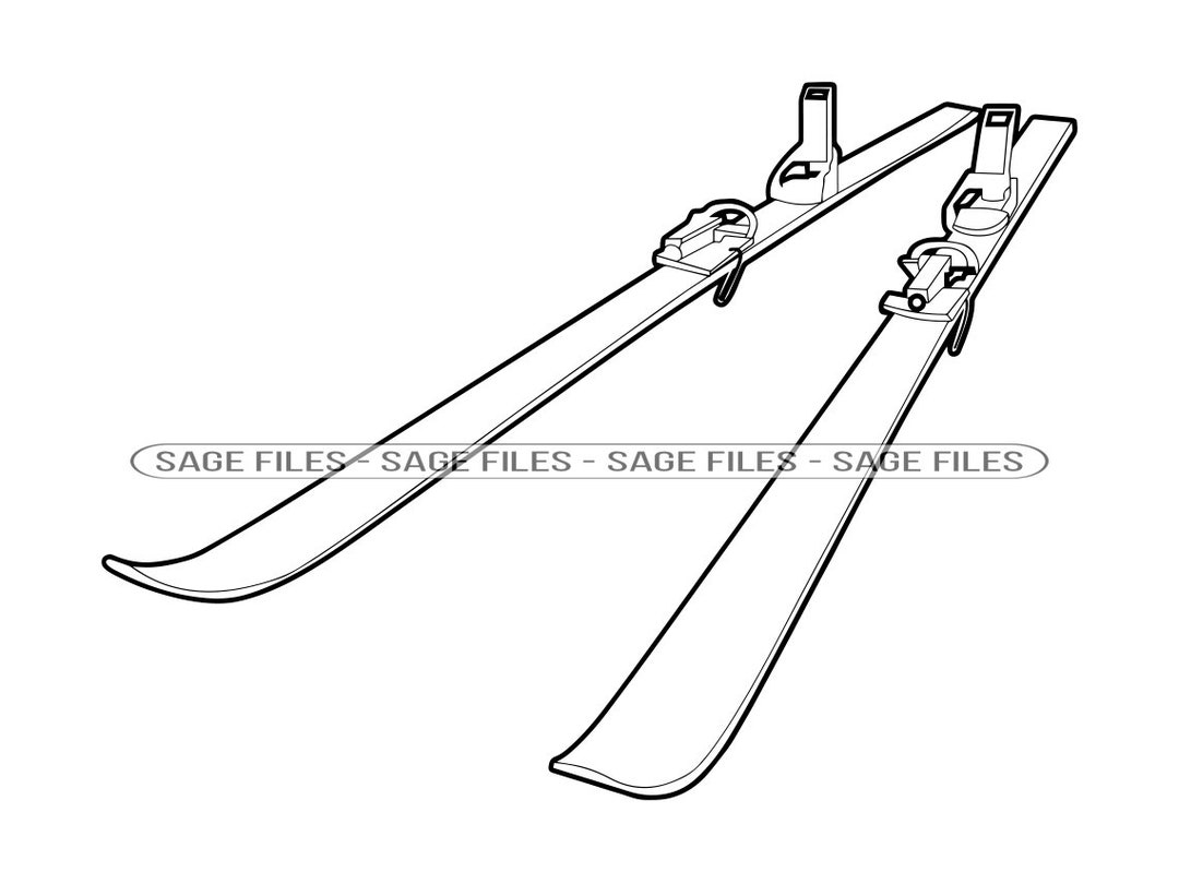 Skis Outline Svg, Skis Svg, Skiing Svg, Skiing Equipment Svg, Skis ...