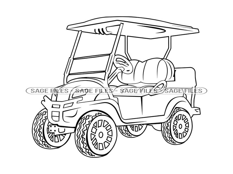 Golf Cart Outline 2 SVG, Golf Cart Svg, Golf Cart Clipart, Golf Cart ...