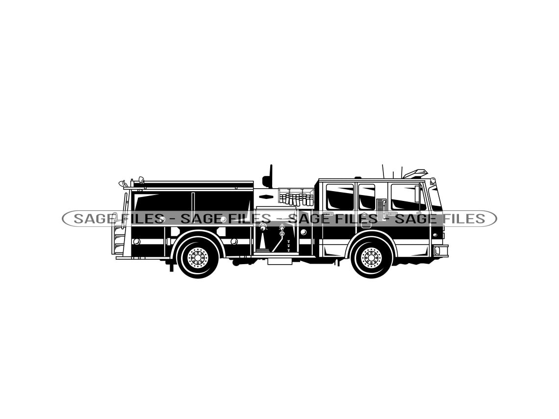 Fire Truck Outline Clipart