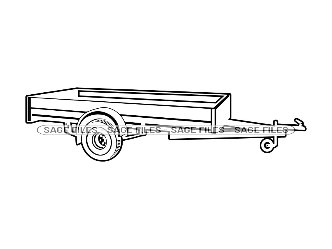 Car Trailer Outline SVG, Car Trailer SVG, Car Trailer Clipart, Car ...