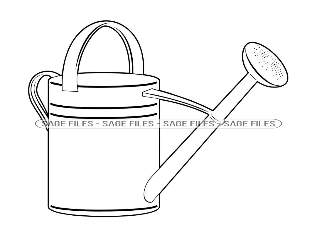 Watering Can Outline SVG, Gardening SVG, Watering Can Clipart, Watering ...