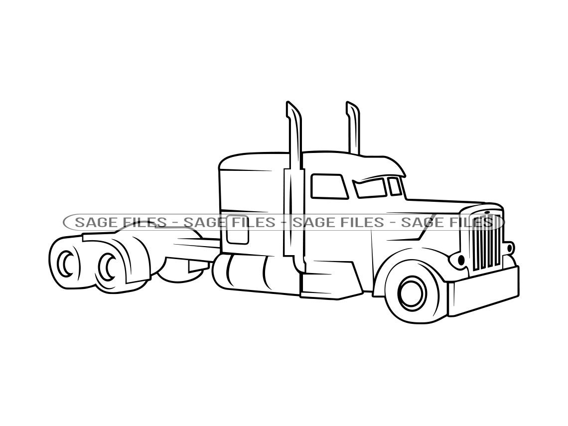 Truck Outline 3 SVG, Truck SVG, Trucking Svg, 18 Wheeler, Truck Clipart ...