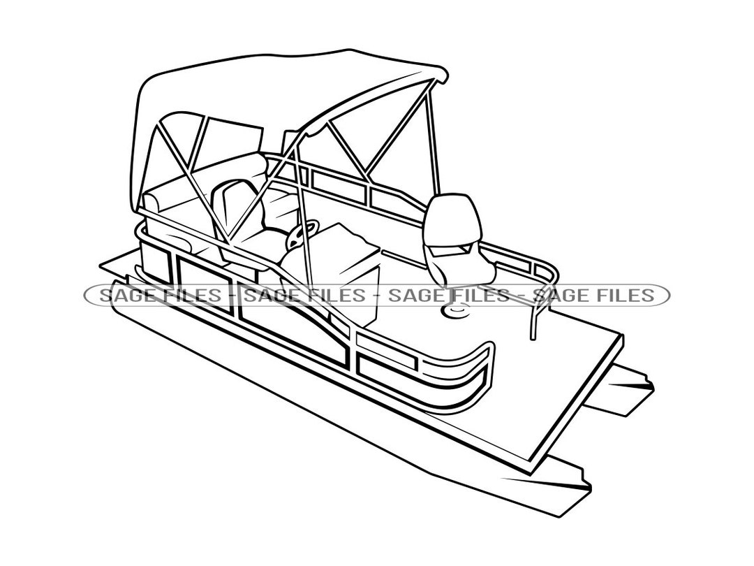 Pontoon Boat Outline 2 SVG, Pontoon Boat SVG, Pontoon Boat Clipart ...