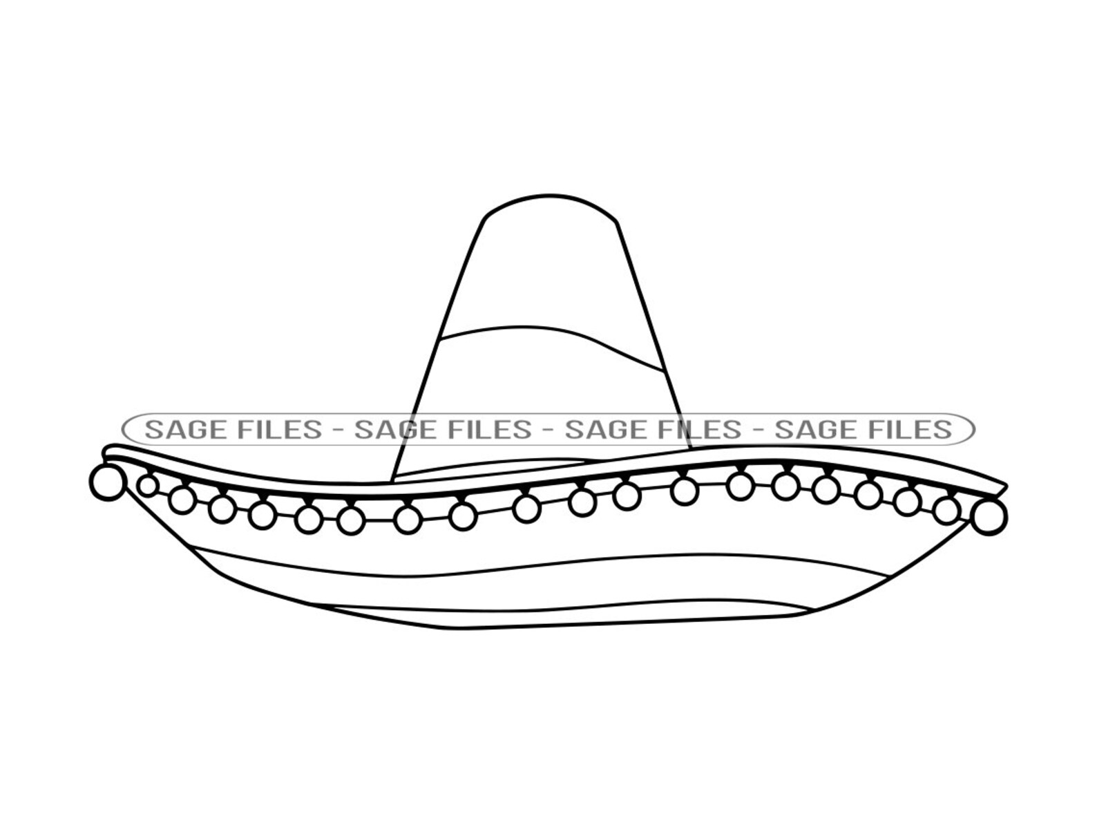 Sombrero Outline #6 SVG, Sombrero SVG, Hat, Sombrero Clipart, Sombrero ...