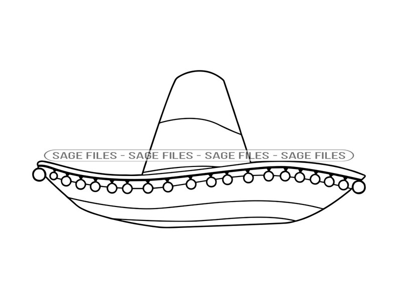Sombrero Outline #6 SVG, Sombrero SVG, Hat, Sombrero Clipart, Sombrero ...