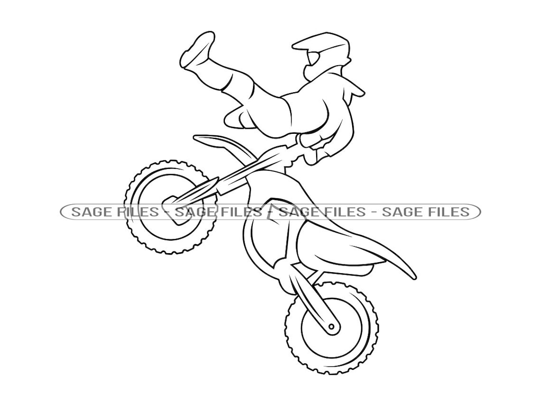 Freestyle Motocross Outline #7 SVG, Dirt Bike Svg, Stunt Bike Svg ...