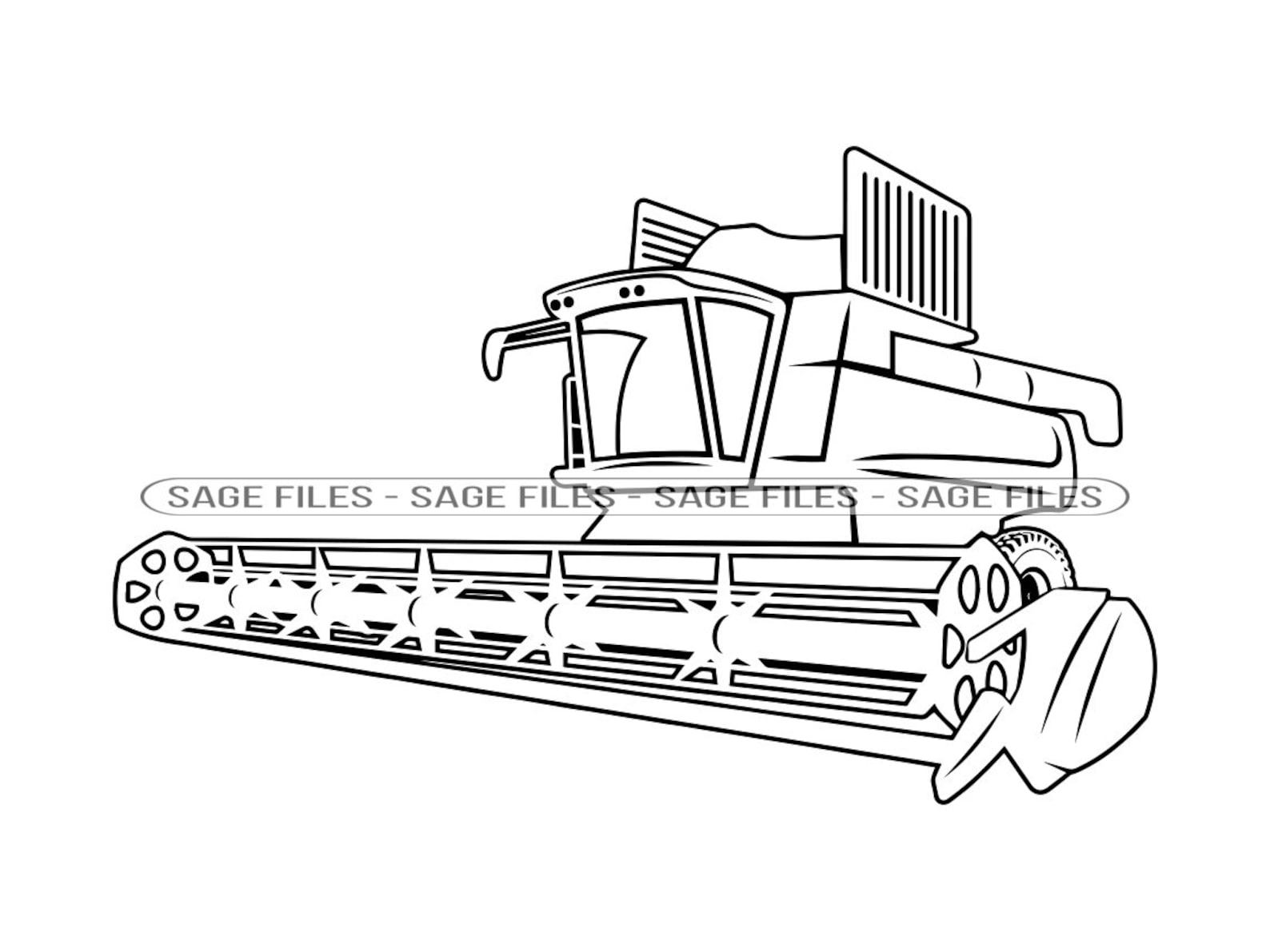 Combine Harvester Outline SVG, Wheat Harvester Svg, Combine Svg ...